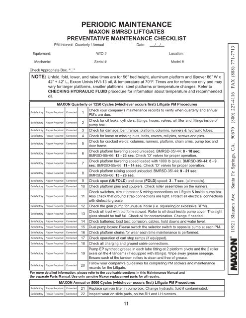 PERIODIC MAINTENANCE - Maxon