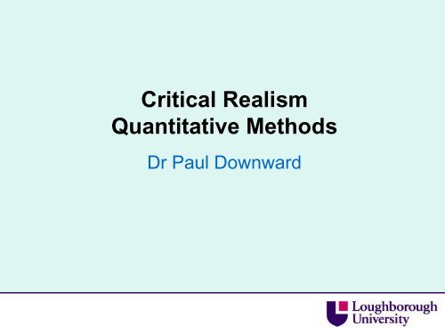 Critical Realism Quantitative Methods