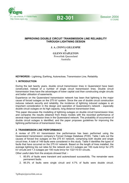 Improving double circuit transmission line reliability through ...