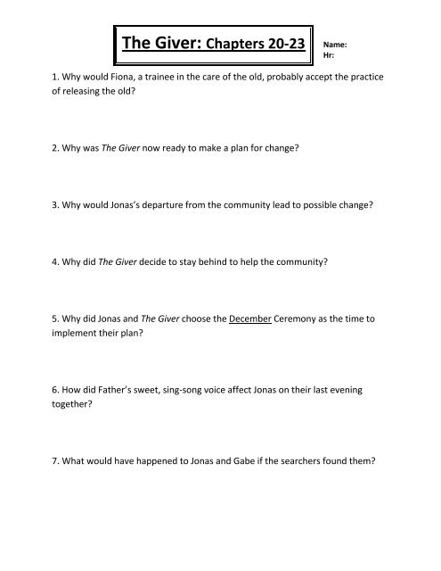 Chapters 20-23 Questions