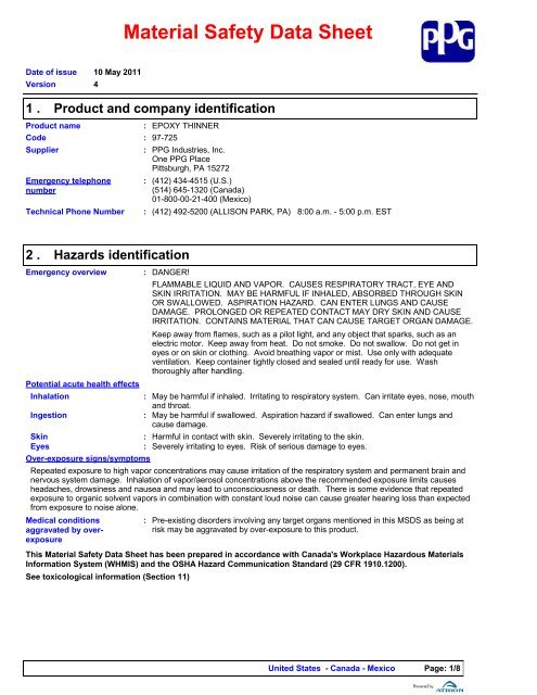 Material Safety Data Sheet