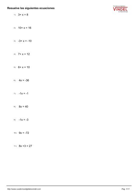 Cuaderno de Ecuaciones 1er grado