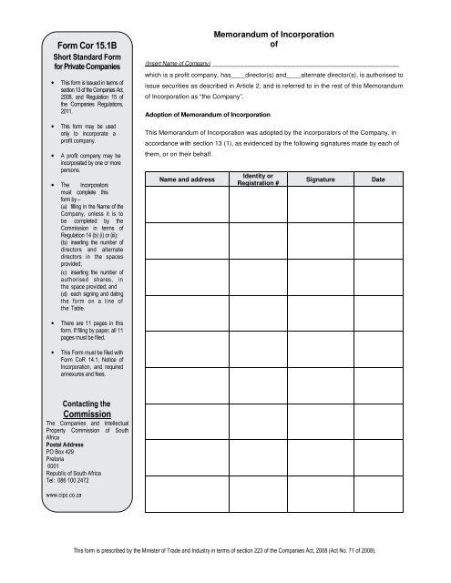 Form Cor 15.1B Commission - Cipro