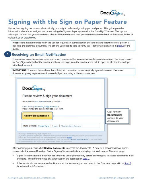 Signing with the Sign on Paper Feature - DocuSign