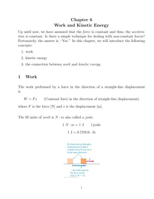 Chapter 6 Work and Kinetic Energy 1 Work