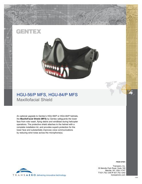 HGU-56/P MFS, HGU-84/P MFS Maxillofacial Shield - Transaero Inc.