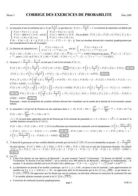 exercices corrigés de probabilité loi normale