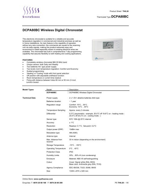 Datasheet (184kB) - SyxthSense