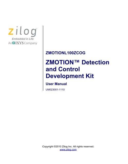 ZMOTION™ Detection and Control Development Kit User Manual