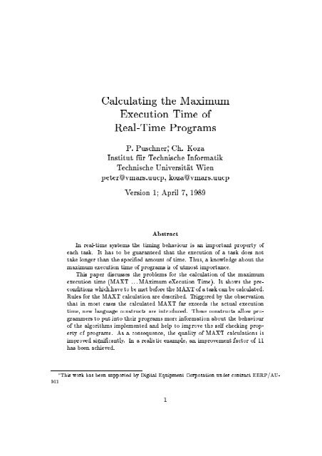Calculating The Maximum Execution Time Of Real Time Programs 8795