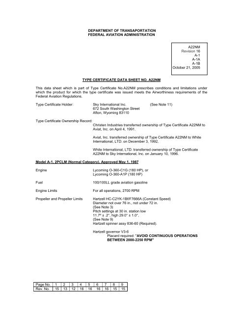 Aircraft Type Certificate