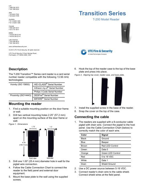 Transition Series Model T-200 Reader - Quick Sheet