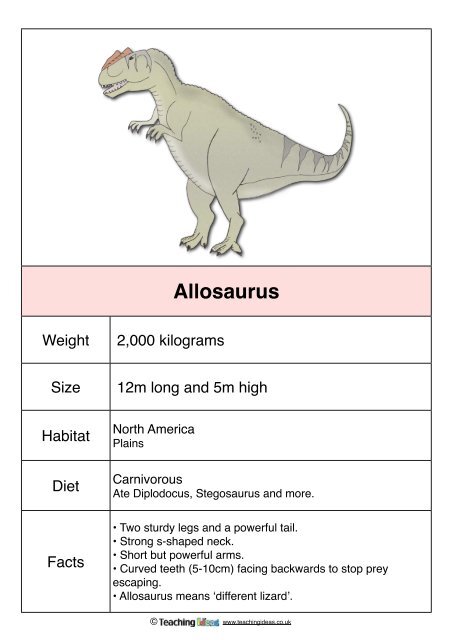 Dinosaur Fact Posters - Teaching Ideas
