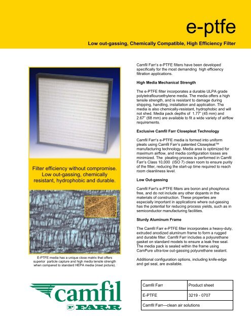 E-PTFE Product Sheet