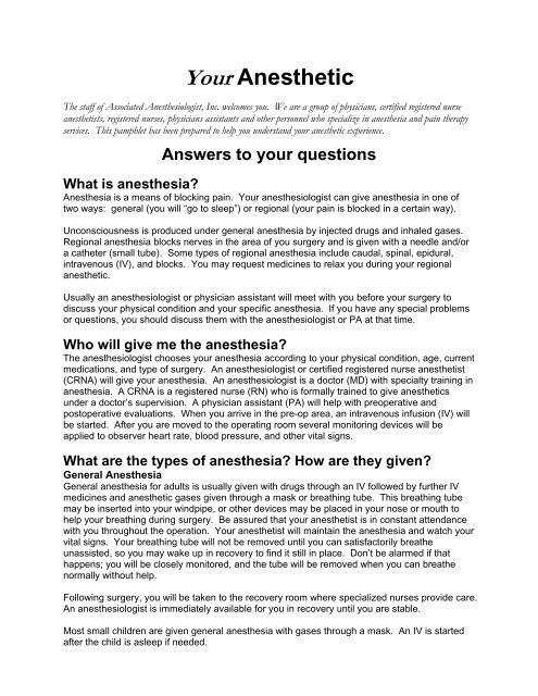 Your Anesthetic - Saint Francis Health System