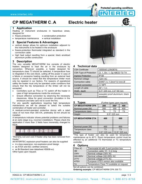 CP MEGATHERM C.A Electric heater