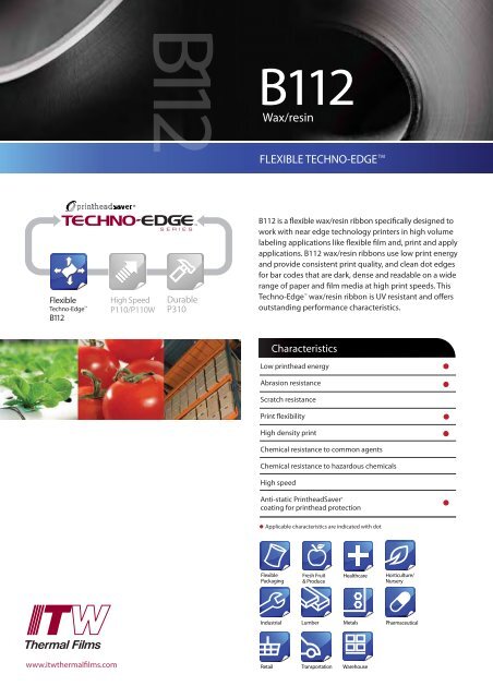 ITW datasheetB112 - ITW Thermal Films