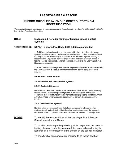 Smoke Control Guidelines - City of Las Vegas