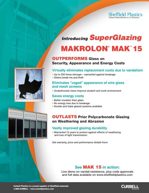 Makrolon MAK 15 Super Glazing Polycarbonate - Curbell Plastics