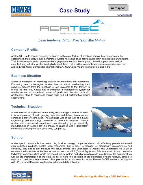Acatec Case Study (PDF) - Memex Automation