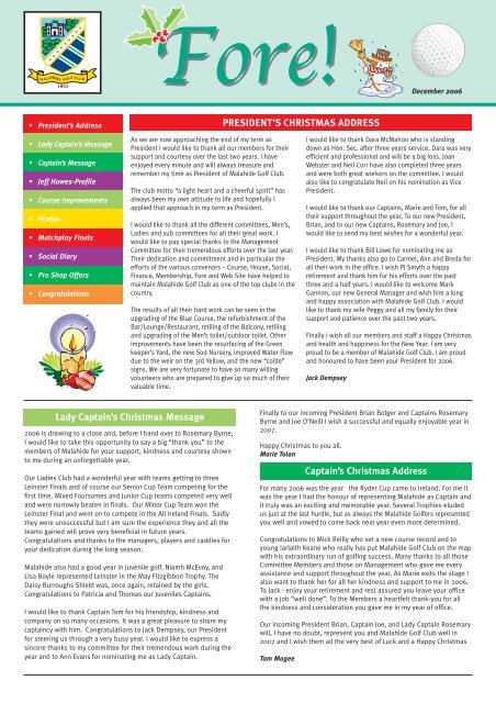December 2006 Edition - Malahide Golf Club
