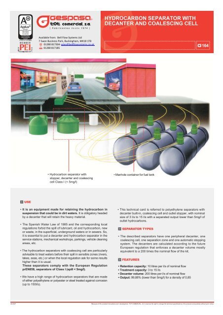 hydrocarbon separator with decanter and ... - Bell Flow Systems