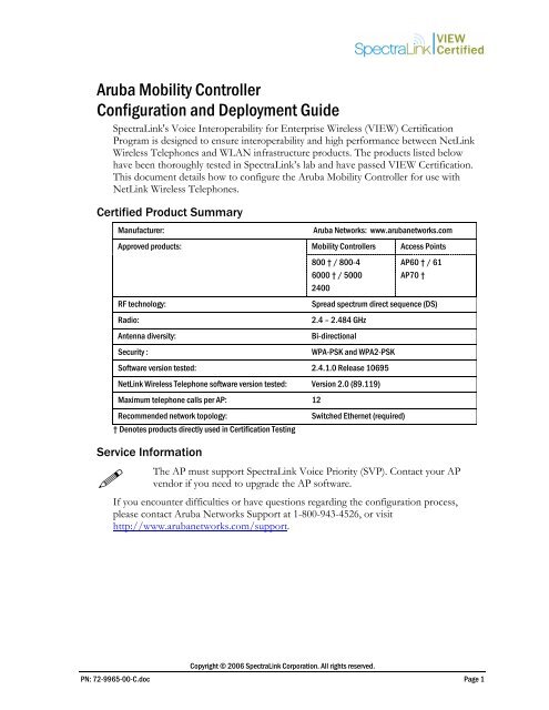VIEW: Aruba Mobility Controller - Wavelink