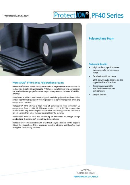 ProtectION+ PF40 Data Sheet - Foams.saint-gobain.eu