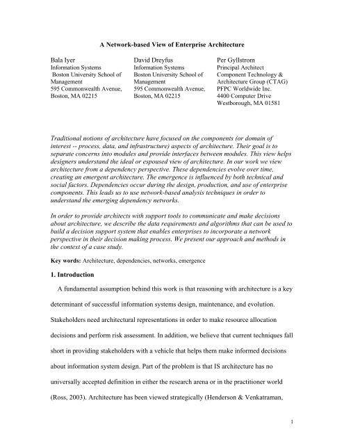 A Network-based View of Enterprise Architecture - Software ...