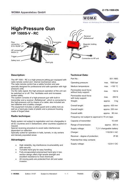 High-Pressure Gun HP 1500S-V - RC - Woma