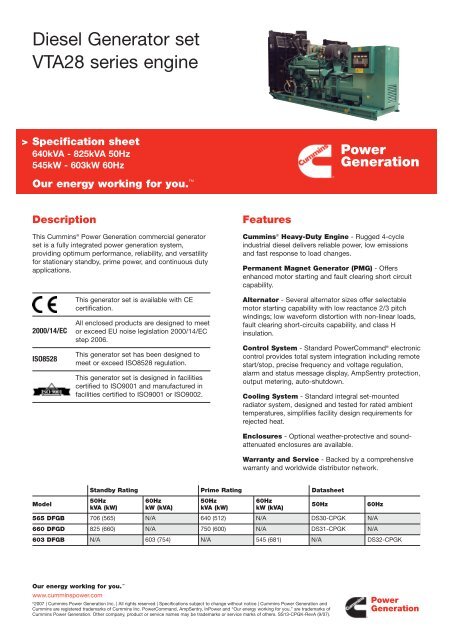 Diesel Generator set VTA28 series engine - Satema