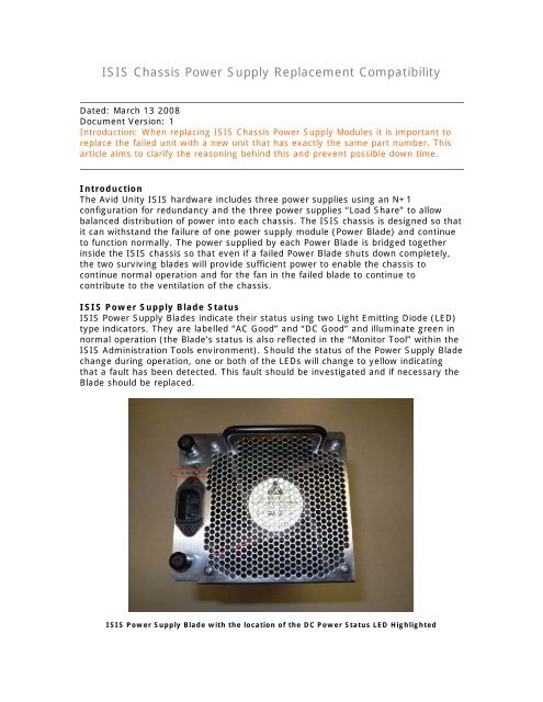 ISIS Chassis Power Supply Replacement Compatibility.pdf - Avid