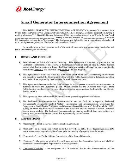 Xcel Energy Standard For Installation And Use Electric