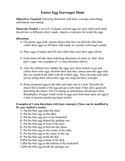 Easter Egg Scavenger Hunt - Speaking of Speech