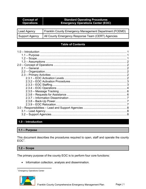 Haiti Emergency Response Standard Operating Procedures