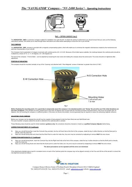 'NAVIGATOR' Compass - 'NV-2400 Series' - SIRS Navigation Ltd.