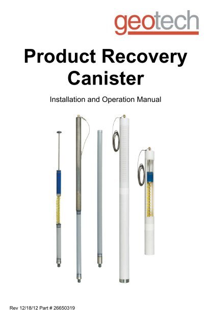 Product Recovery Canister - Geotech Environmental Equipment