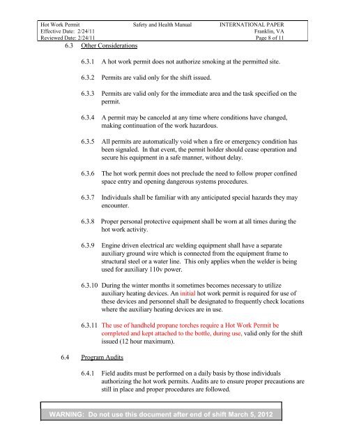 Hot Work Permit Safety an