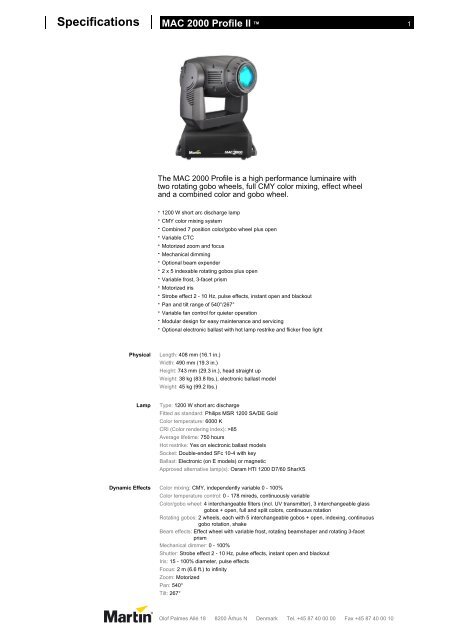 MAC 2000 Profile II specification - Shoreview Distribution