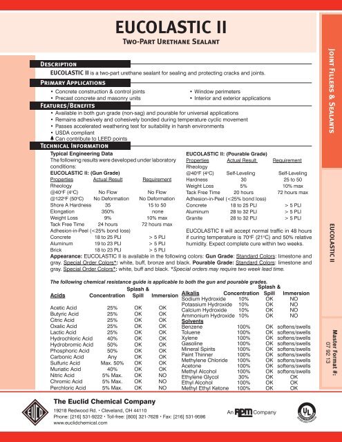 Eucolastic II Technical Data Sheet - Euclid Chemical Co