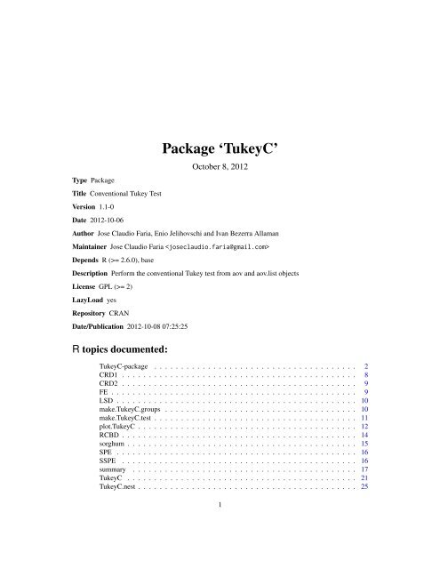 Package 'TukeyC'