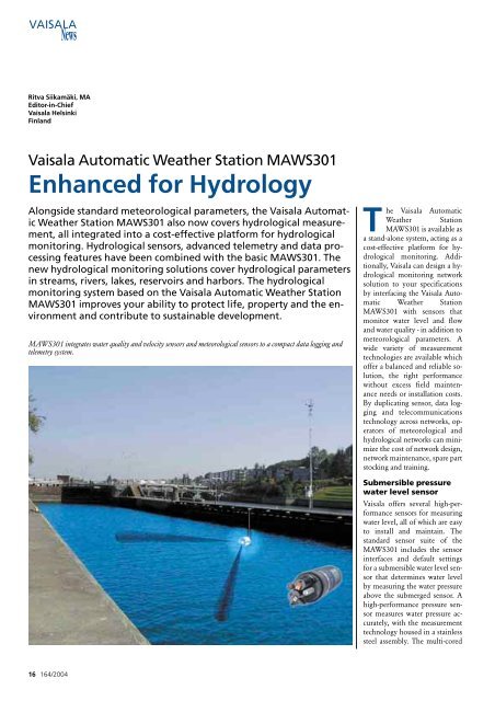 Vaisala Automatic Weather Station MAWS301 Enhanced for ...