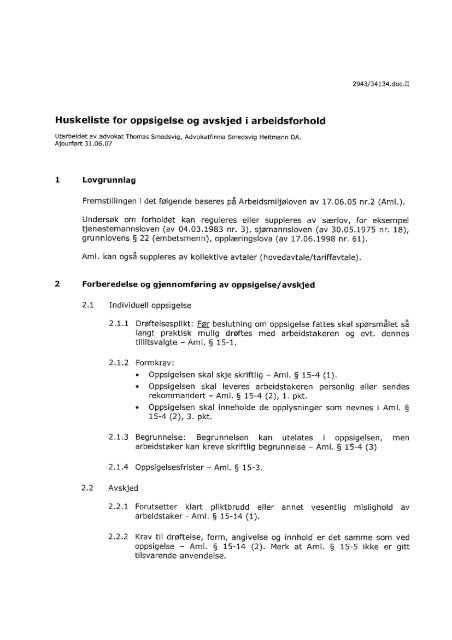 Oppsigelse i arbeidsforhold