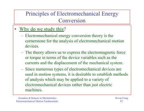 Principles of Electromechanical Energy Conversion - Mechatronics