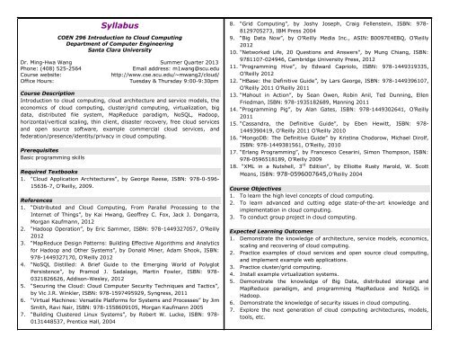 Syllabus - Computer Engineering - Santa Clara University