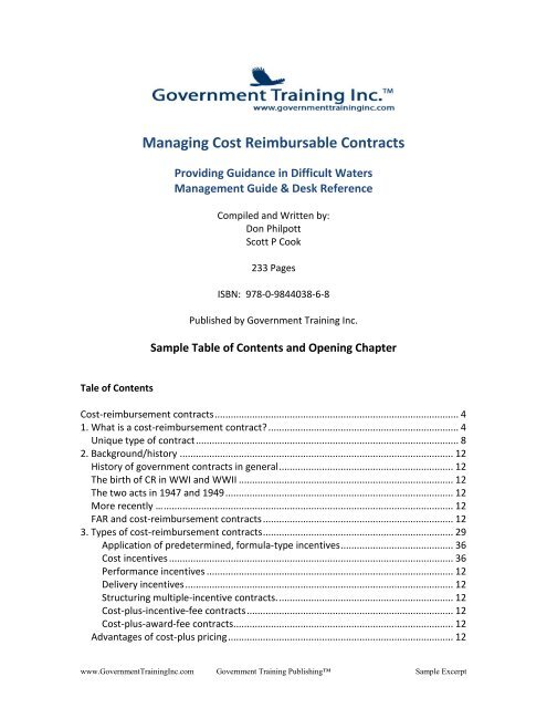 Managing Cost Reimbursable Contracts - Government Training Inc.