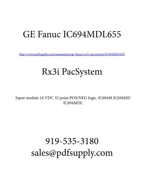 Input module 24 VDC 32 point POS/NEG logic ... - GE Fanuc PLC
