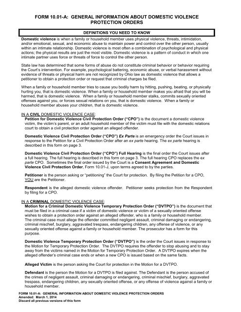 DV1001-A General information about domestic violence protection ...