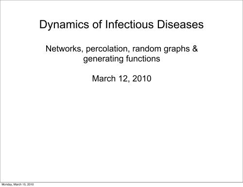 Networks Random Graphs Percolation And Generating Functions