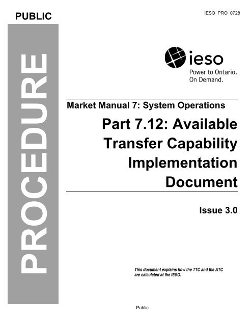 Available Transfer Capability Implementation Document - IESO
